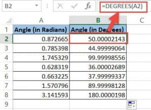 How to Convert Radians to Degrees in Excel (Easy Formula)