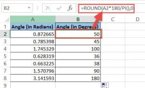 How to Convert Radians to Degrees in Excel (Easy Formula)
