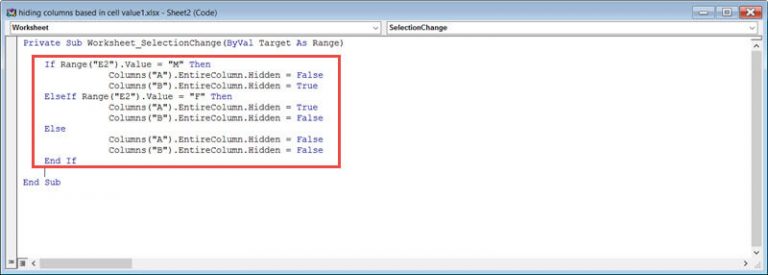 How To Hide Columns Based On Cell Value In Excel