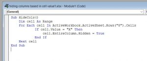 How to Hide Columns Based on Cell Value in Excel