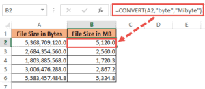 Convert Bytes to MB or GB in Excel (2 Easy Ways)