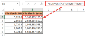 Convert Bytes to MB or GB in Excel (2 Easy Ways)