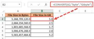 Convert Bytes to MB or GB in Excel (2 Easy Ways)