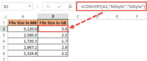 Convert Bytes to MB or GB in Excel (2 Easy Ways)