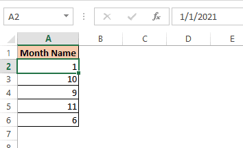 How to Convert Month Name to Number in Excel?
