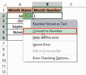How to Convert Month Name to Number in Excel?