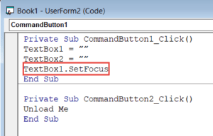 SetFocus in Excel VBA - How to Use it?