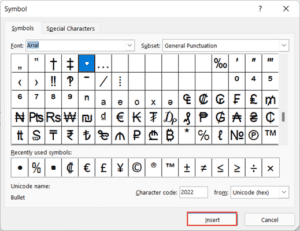 How to Add Bullet Points in Excel (7 Easy Ways)