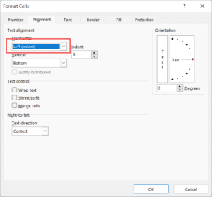 Indent in Excel (Shortcut)