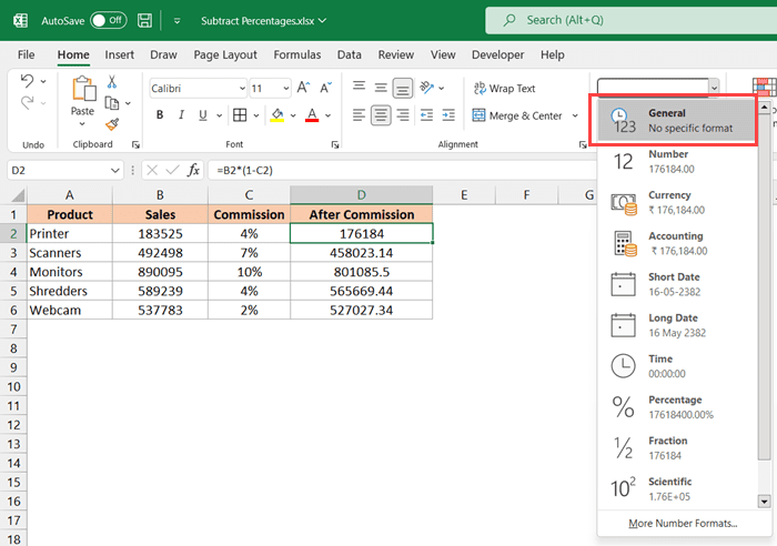 How To Subtract Percentage In Excel Decrease Value By Percentage 