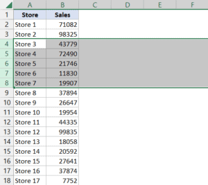 Select Row (or Rows) in Excel (Shortcut)