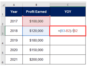 How to Calculate Year-Over-Year (YOY) Growth in Excel (Formula)