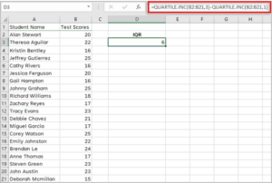 How to Calculate the Interquartile Range in Excel (Formula)