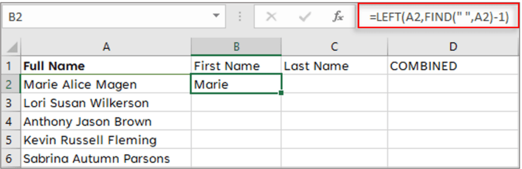 Remove Middle Name From Full Name In Excel 6 Easy Ways 