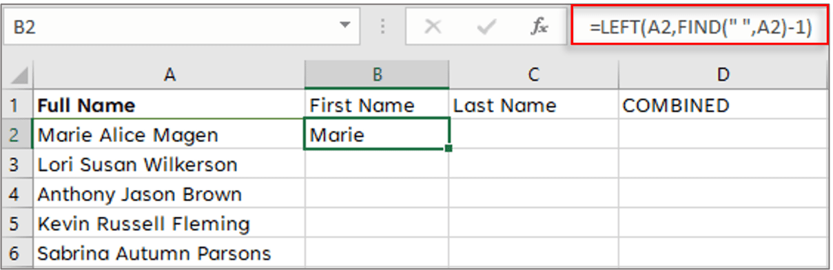Remove Middle Name From Full Name In Excel 6 Easy Ways 