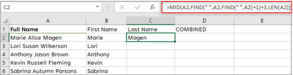 Remove Middle Name from Full Name in Excel (6 Easy Ways)