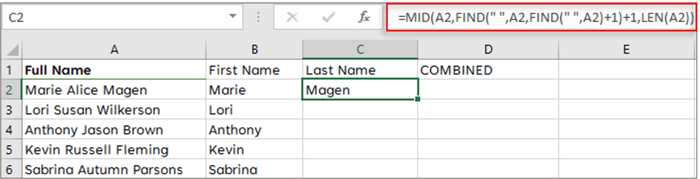 Remove Middle Name From Full Name In Excel 6 Easy Ways 