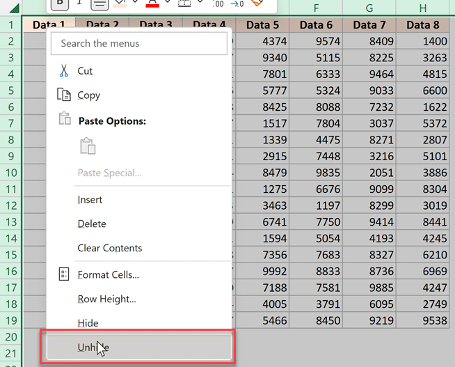 Unhide Columns In Excel Shortcut 