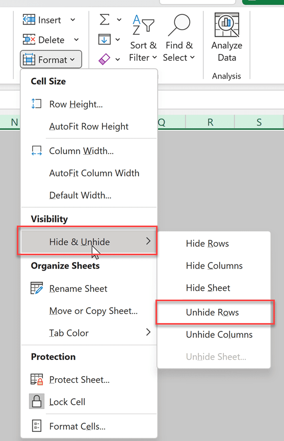 Unhide Rows In Excel Shortcut Spreadsheet Planet