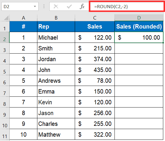 How To Round To Nearest 100 In Excel 6 Easy Ways 