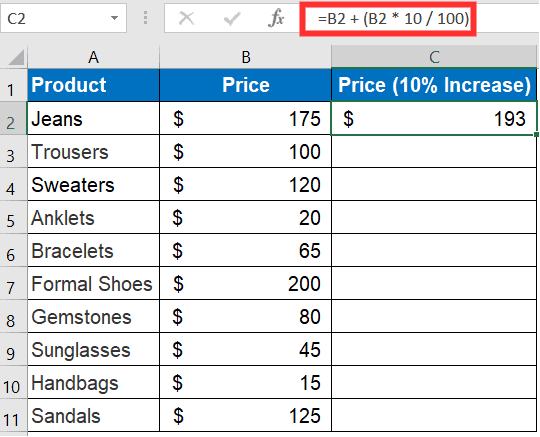 How To Add A Percentage To A Number In Excel 4 Easy Ways 