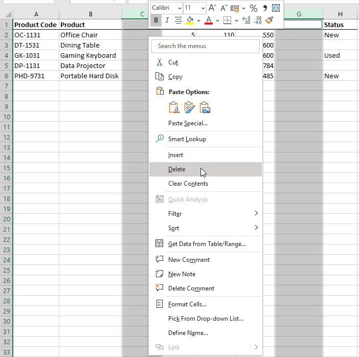 4 Easy Ways To Remove Blank Columns In Excel