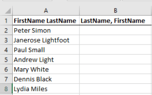 Switch First and Last Name with Comma in Excel (Formula/VBA)