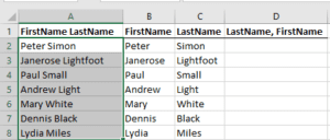 Switch First and Last Name with Comma in Excel (Formula/VBA)