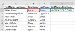 Switch First and Last Name with Comma in Excel (Formula/VBA)