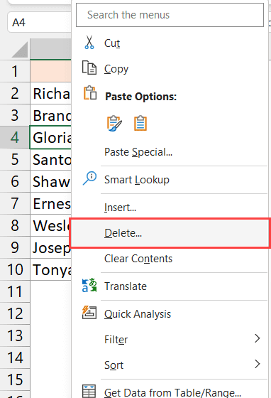 Delete Cell In Excel Shortcut 