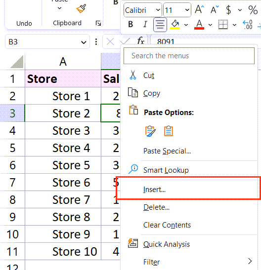 Insert Column In Excel Shortcut 