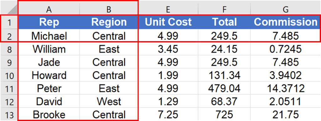 How to Freeze the Top Row and First Column in Excel?