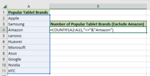 'Does Not Equal' Operator in Excel (Examples)