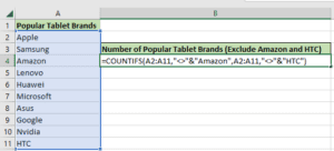 'Does Not Equal' Operator in Excel (Examples)