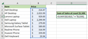 How to Use Greater Than or Equal to Operator in Excel Formula?