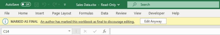 How to Mark an Excel Workbook as Final? - Spreadsheet Planet