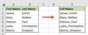 How to Combine Two Columns in Excel (with Space/Comma)