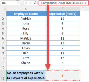 How to Count Between Two Numbers in Excel?