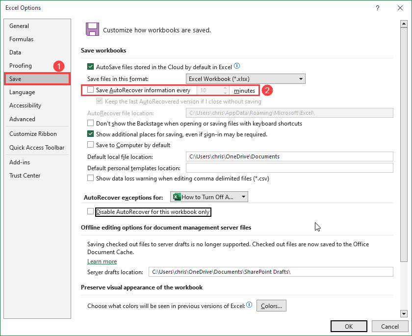 How To Turn Off Autosave In Excel 