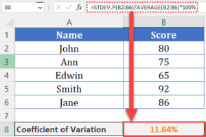 Calculate Coefficient of Variation in Excel (Easy Formula)