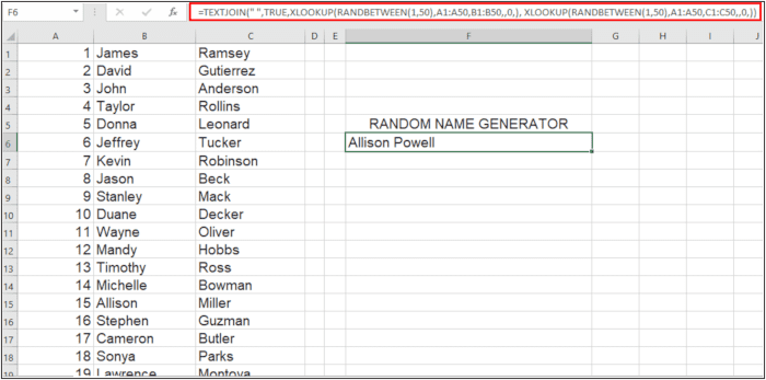 How To Generate Random Names In Excel Easy Formula 2023 
