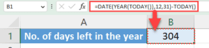 Calculate Days Left in the Year (5 Easy Formulas)