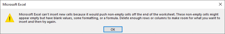 Can't Insert a Row in Excel - Possible Reasons and Fix!
