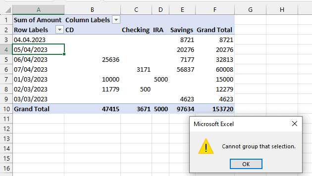 Cannot Group That Selection Error In Pivot Tables Fixed 