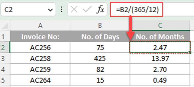 Convert Days To Months In Excel Easy Formula 