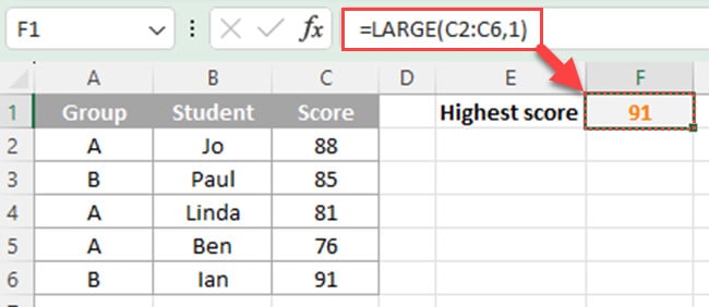 How To Find The Largest Value In Excel 6 Easy Formulas 