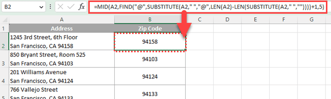 Extract ZIP Code From Address In Excel 5 Easy Ways 