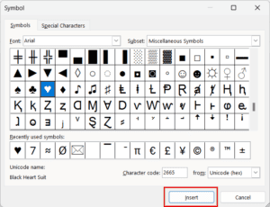 How to Insert Heart Symbol (♥) in Excel?