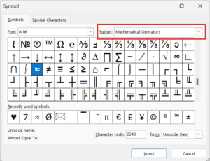 How to Insert Approximate (≈) Symbol in Excel?