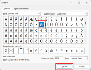 How to Insert Diameter Symbol in Excel?